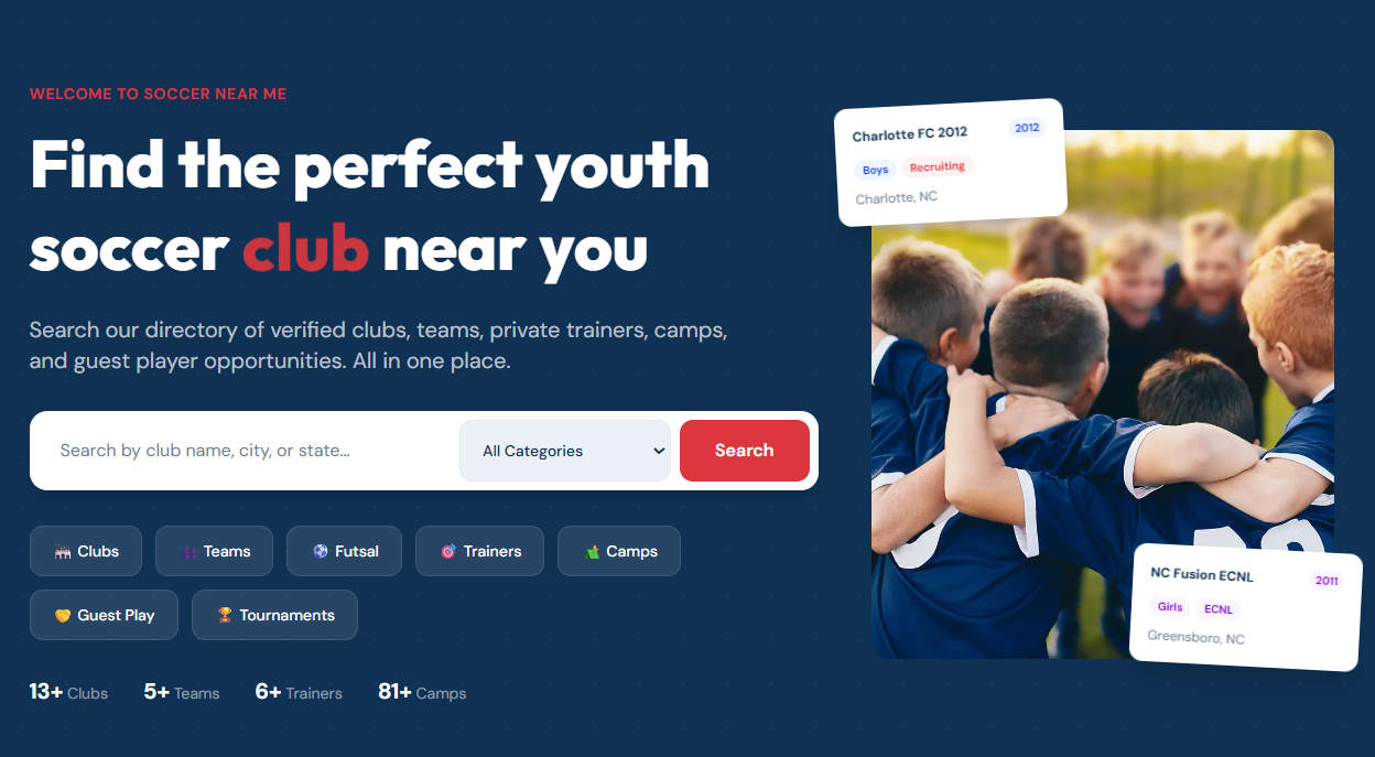 Soccer Near Me | Find Youth Soccer Teams, Clubs, Camps & Trainers
